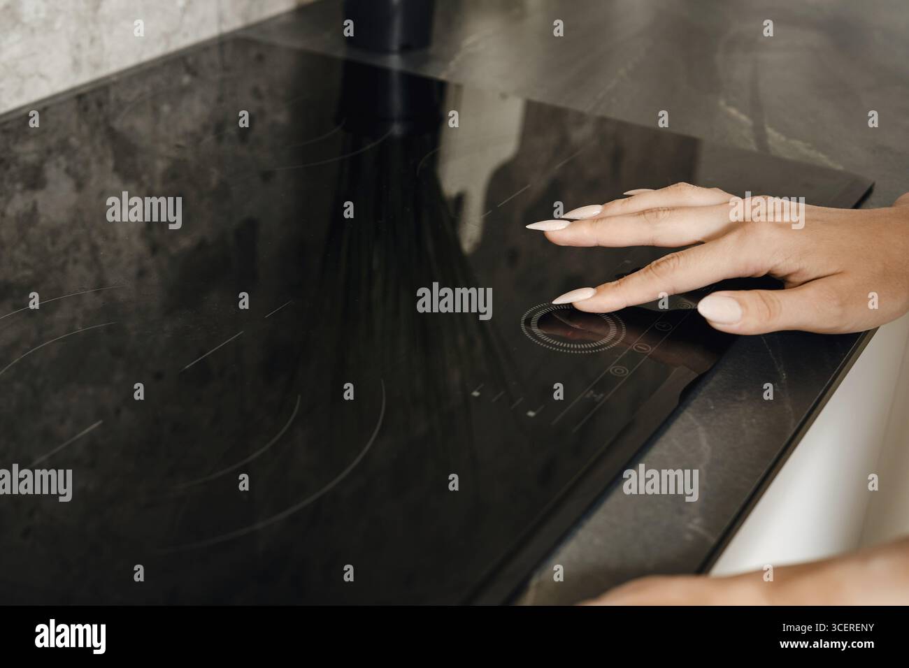 Young woman uses hand adjust hi-res stock photography and images - Alamy