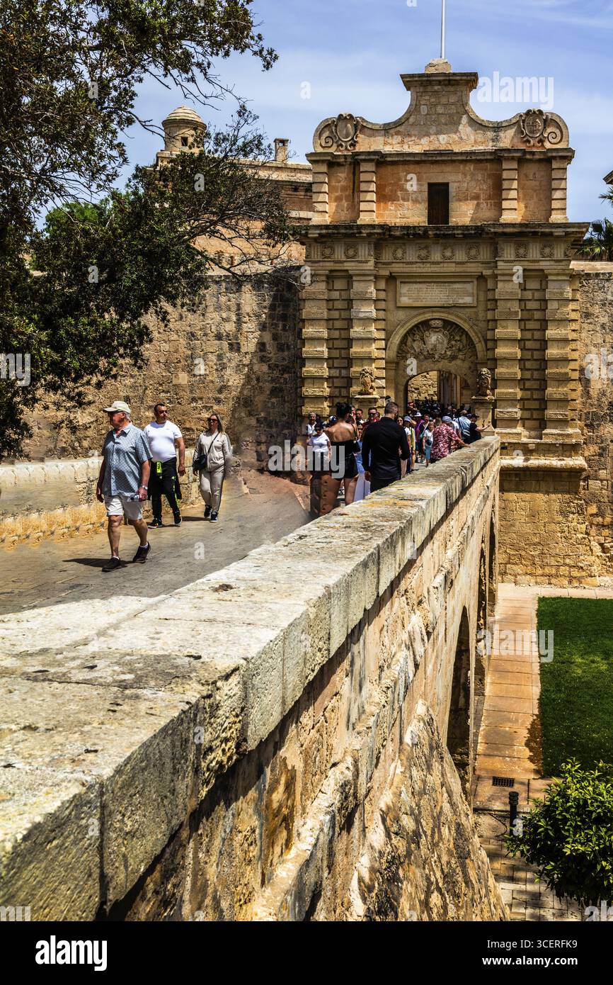 Baroque city gate, 18th century, Mdina, former capital, Malta Stock ...