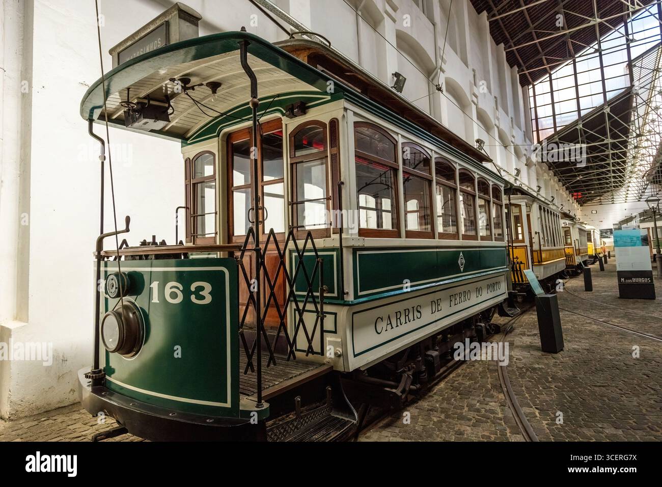 Vintage tram exhibition in The Porto Tram Museum (Museu do Carro ...