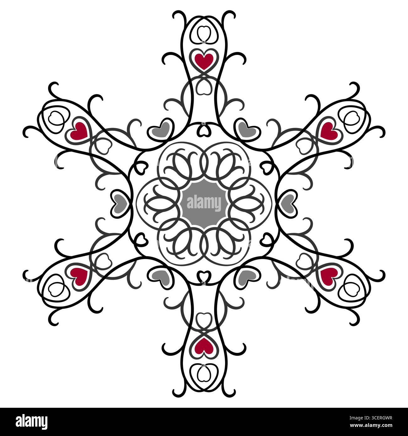 Fractal snowflake on black Cut Out Stock Images & Pictures - Alamy