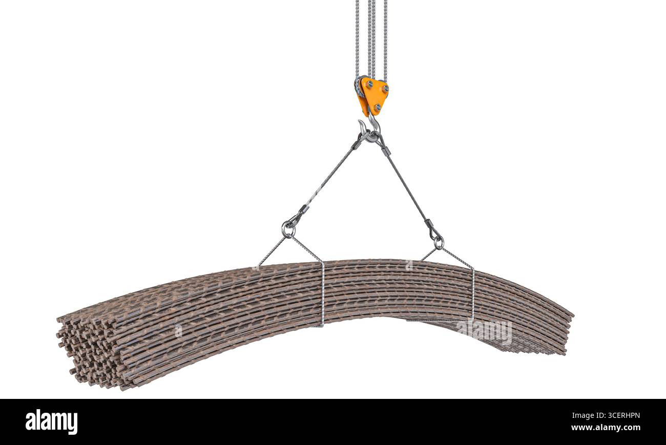 Crane hook lifting bundle rebar 3d transparent background Stock Photo ...
