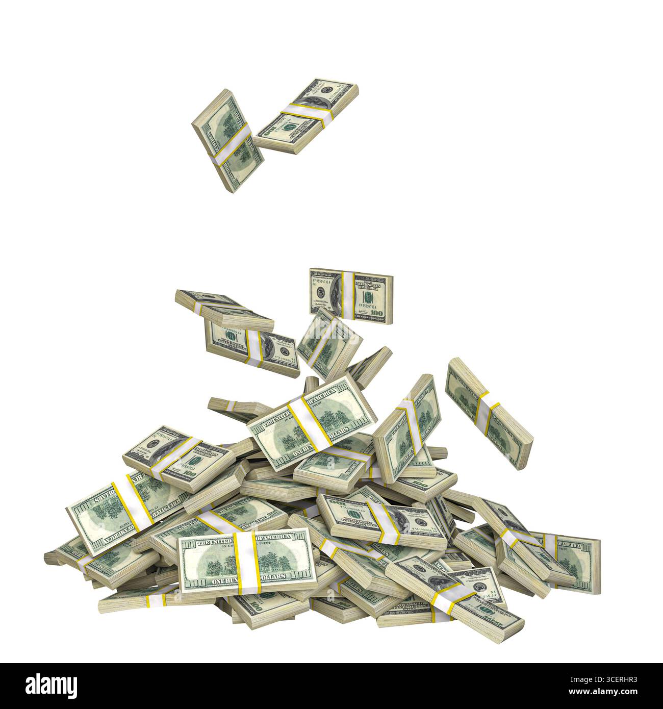 dollar bills falling 3d isolated background Stock Photo - Alamy