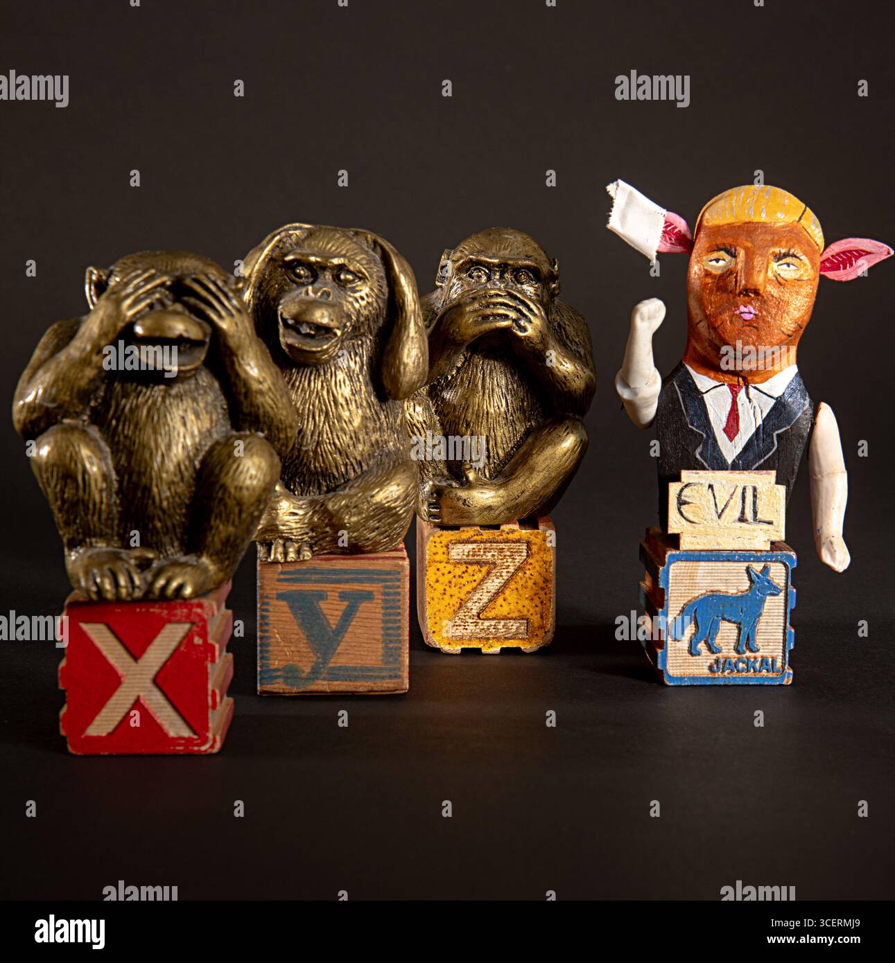 See no evil, hear no evil, speak no evil—joined by a satirical figure ...