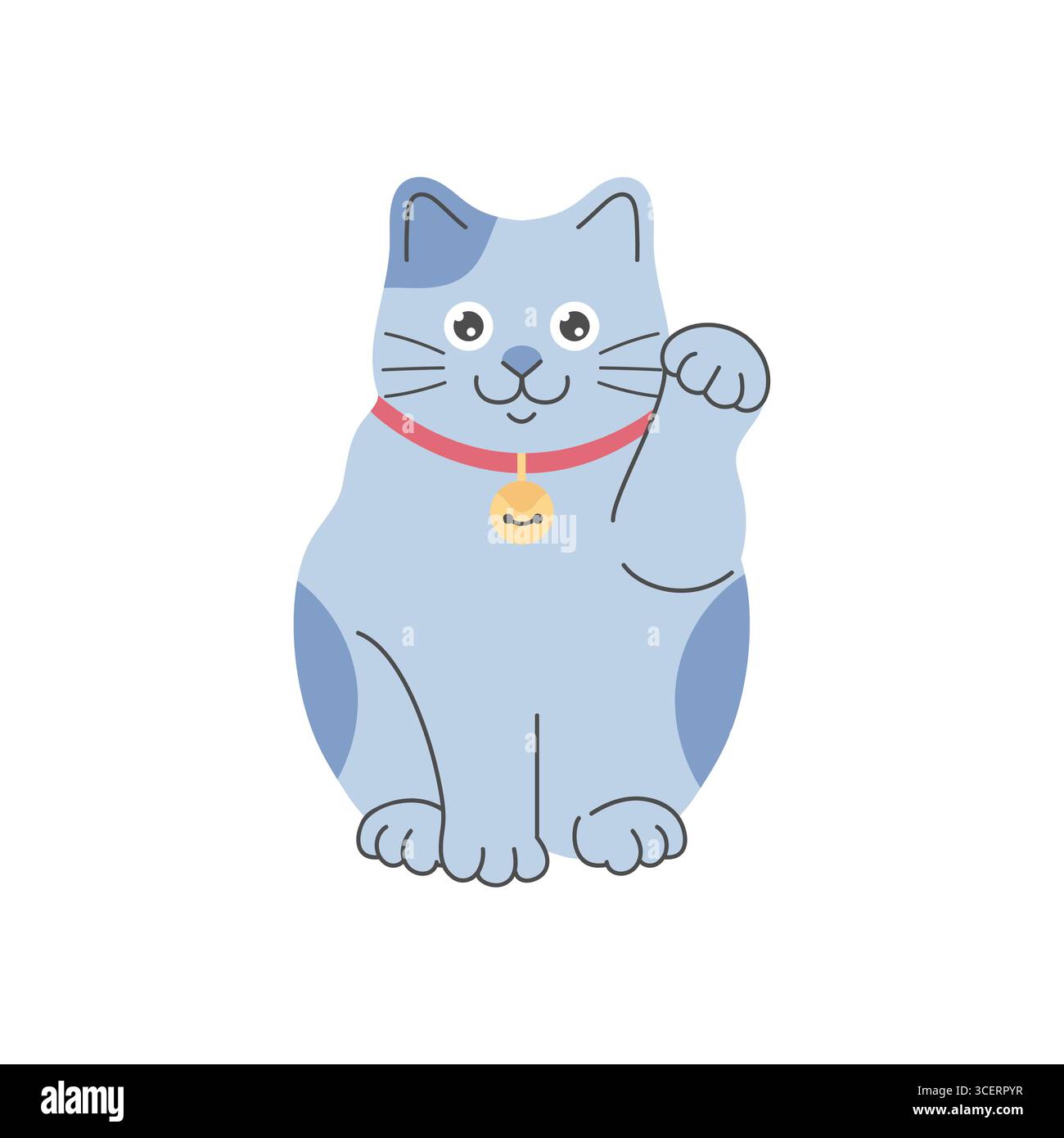 Simple hand drawn Maneki neko lucky cat isolated on white background ...