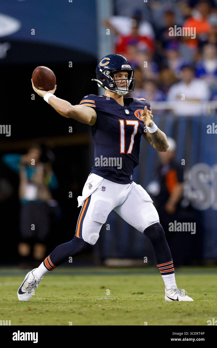 Chicago Bears quarterback Tyson Bagent (17) looks to pass the ball ...