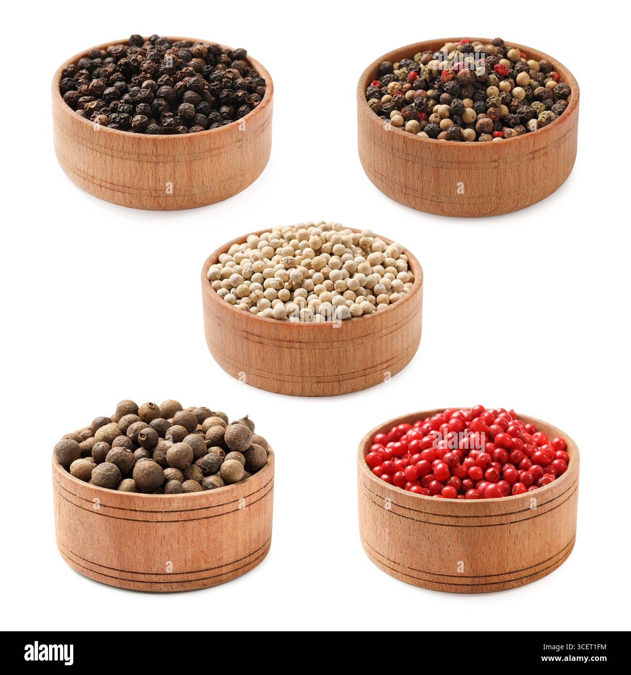 Different types of peppers, set. Spices isolated on white Stock Photo ...