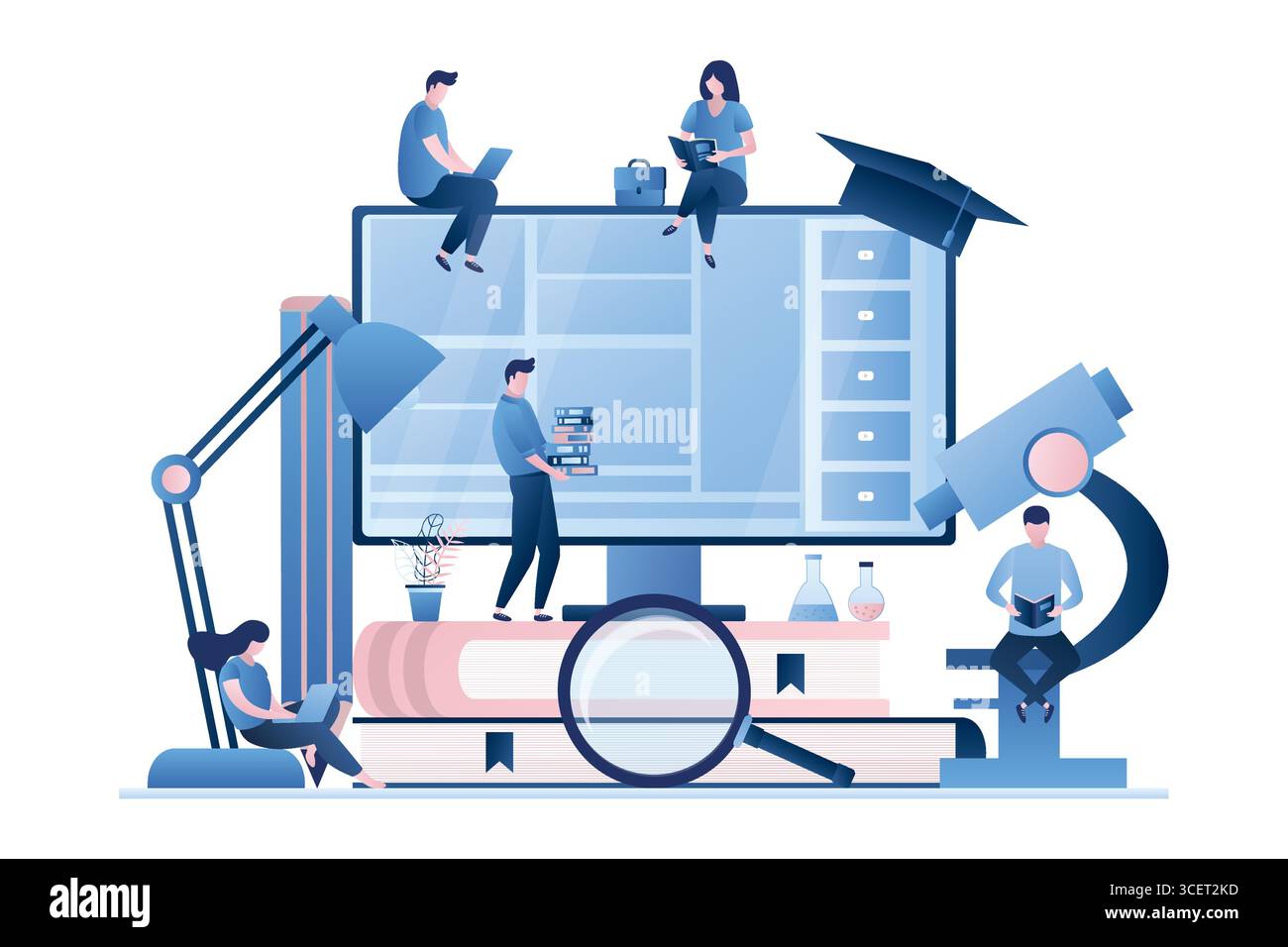 Home schooling or online education concept. Exam preparation banner ...