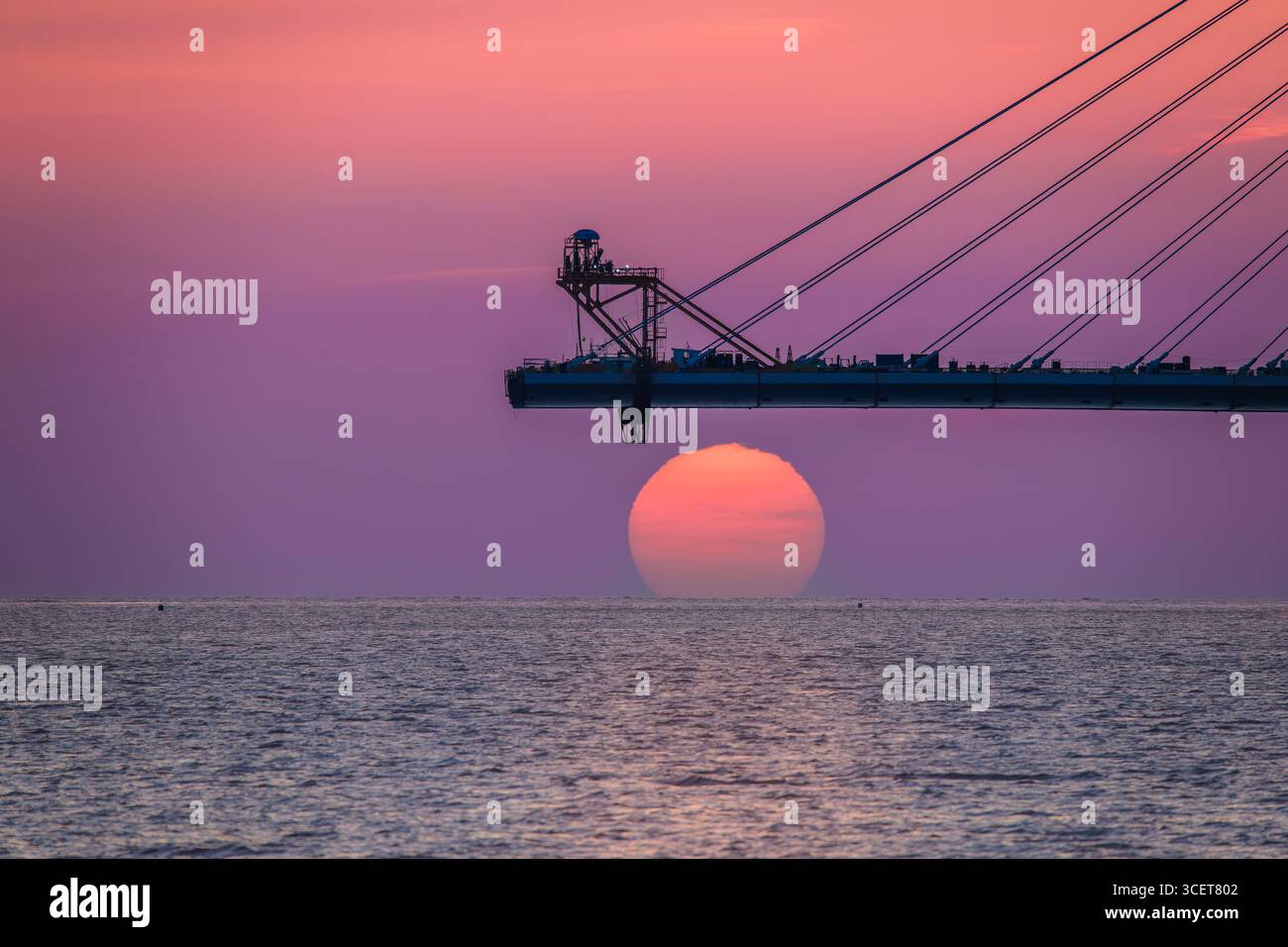 Beautiful sunset with pink and orange skies over the Danshui Tamsui ...
