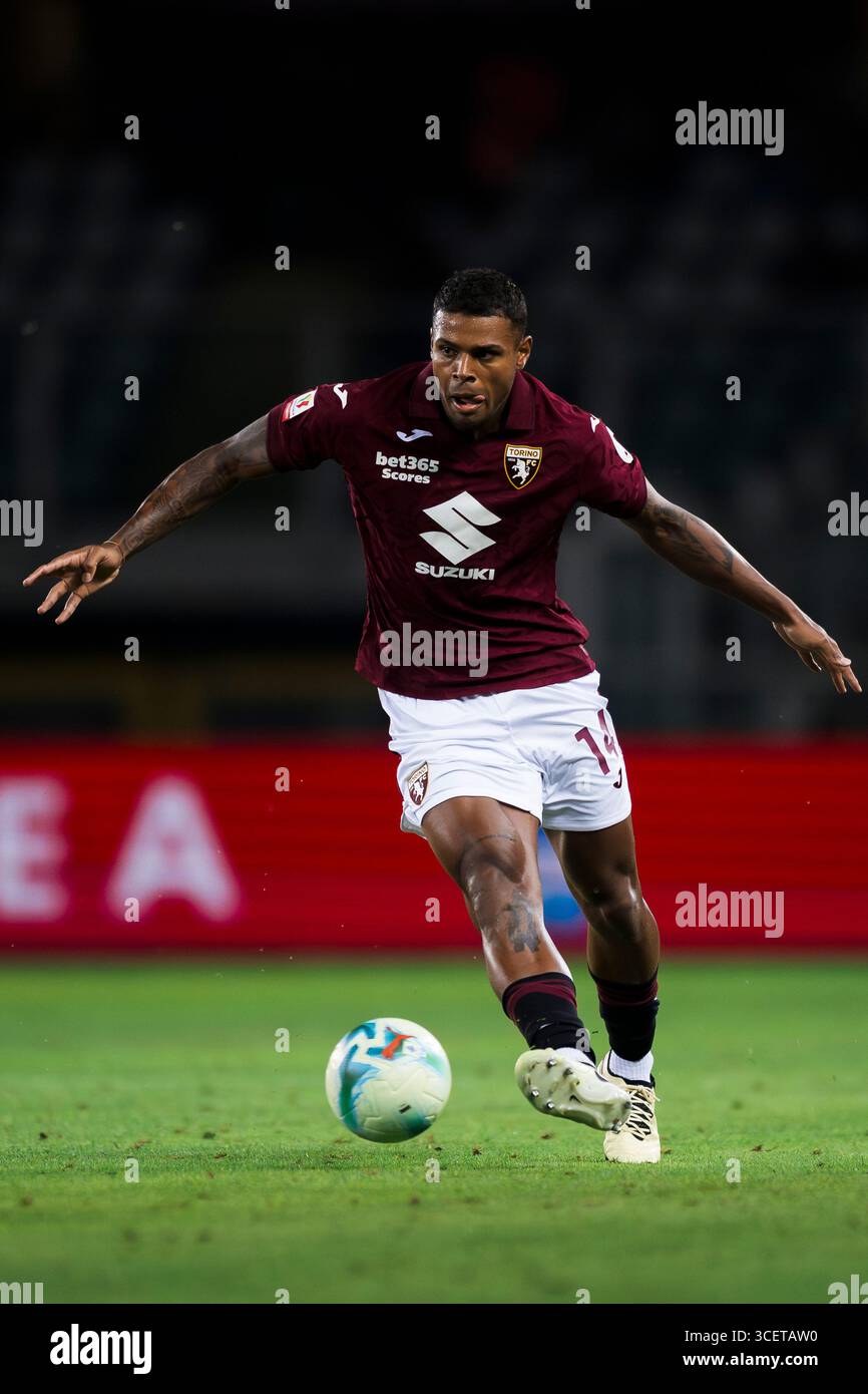 Tino Anjorin of Torino FC in action during the Coppa Italia football ...