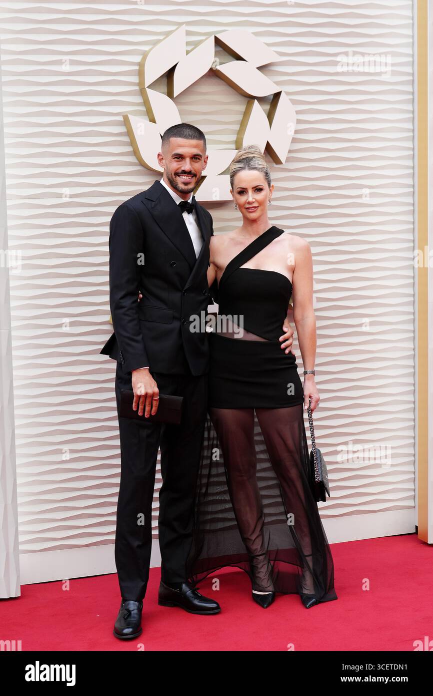 Conor Coady arrives with wife Amie Coady for the PFA Awards 2025 at ...