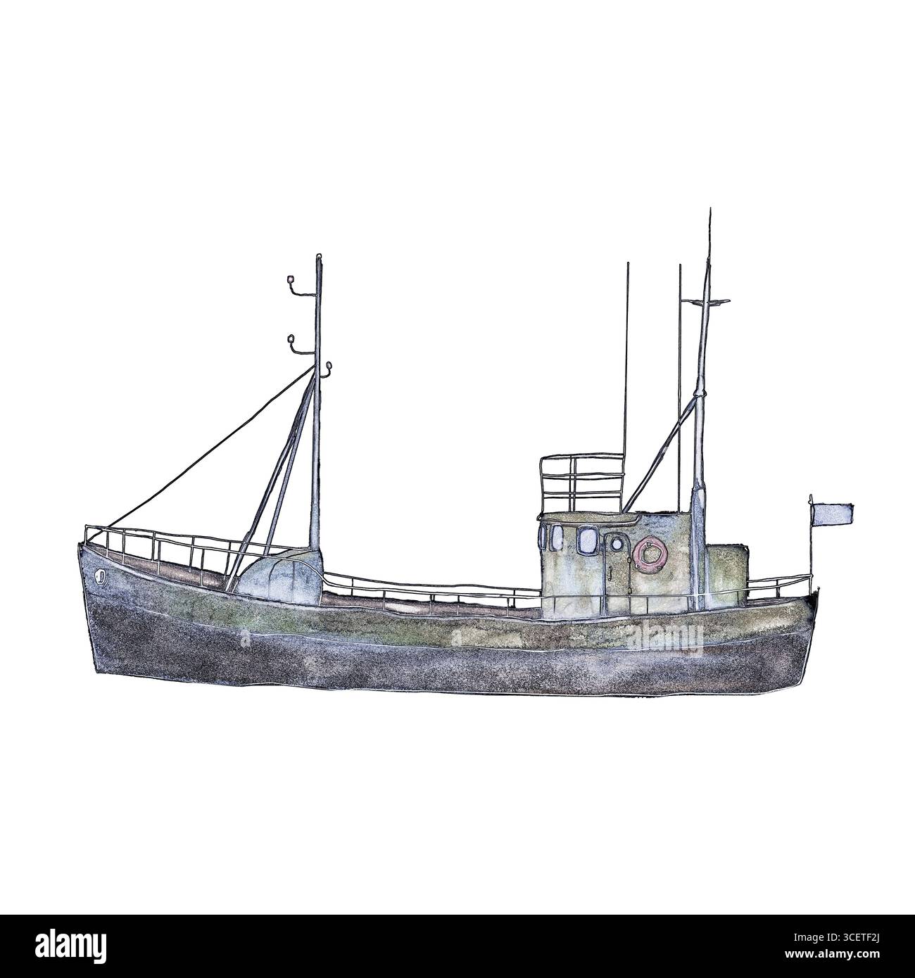 Fishing trawler in port Cut Out Stock Images & Pictures - Alamy