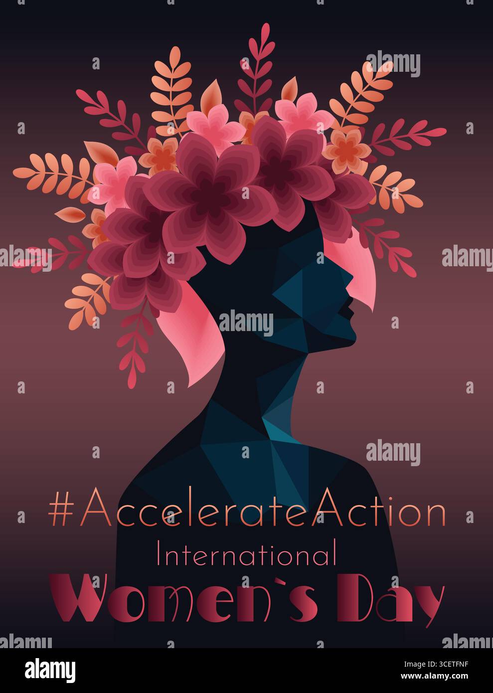 international womens day poster design with flowers vector illustration ...