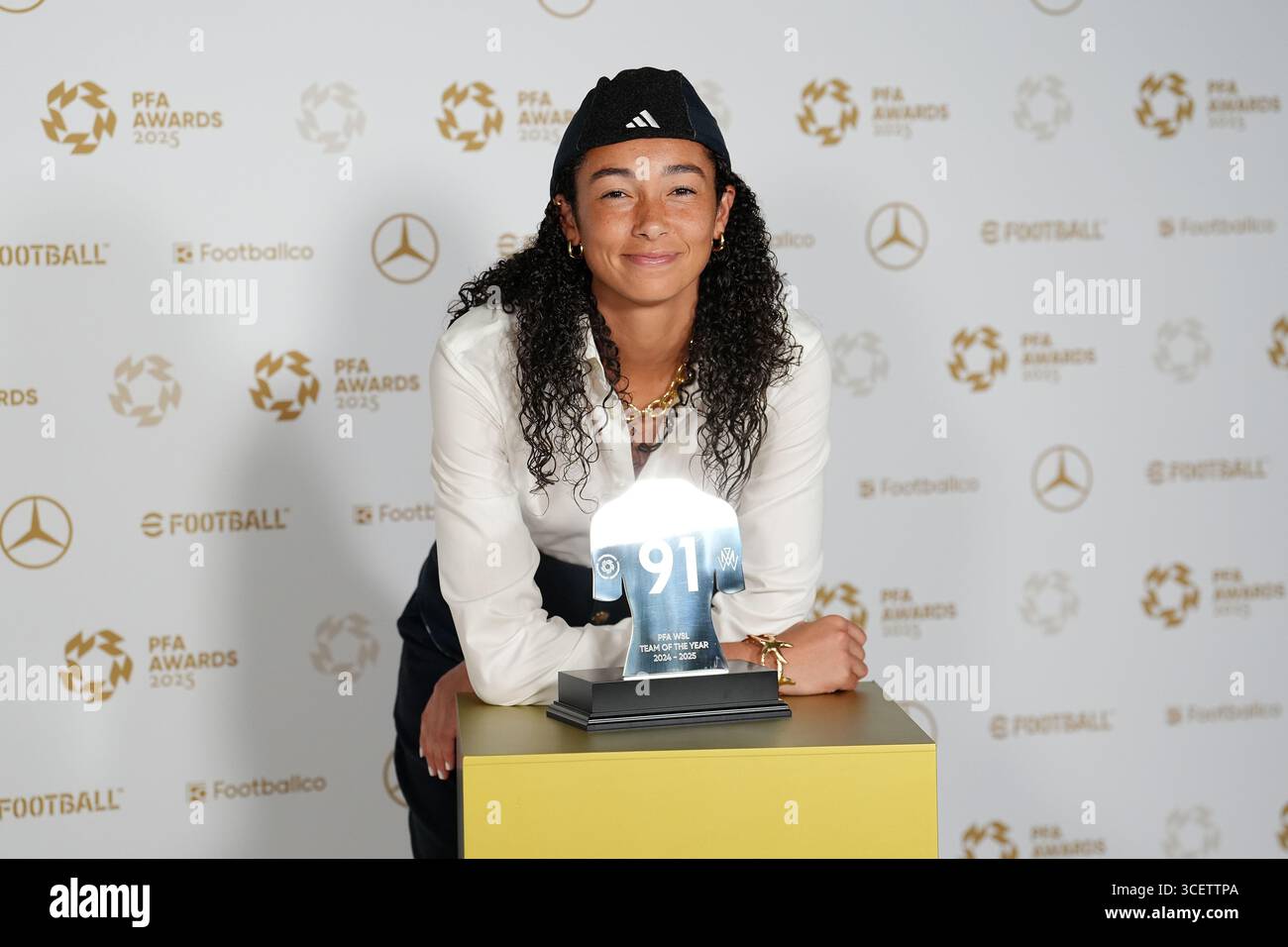 Phallon Tullis-Joyce with her PFA Women's Super League Team Of The Year award during the PFA ...