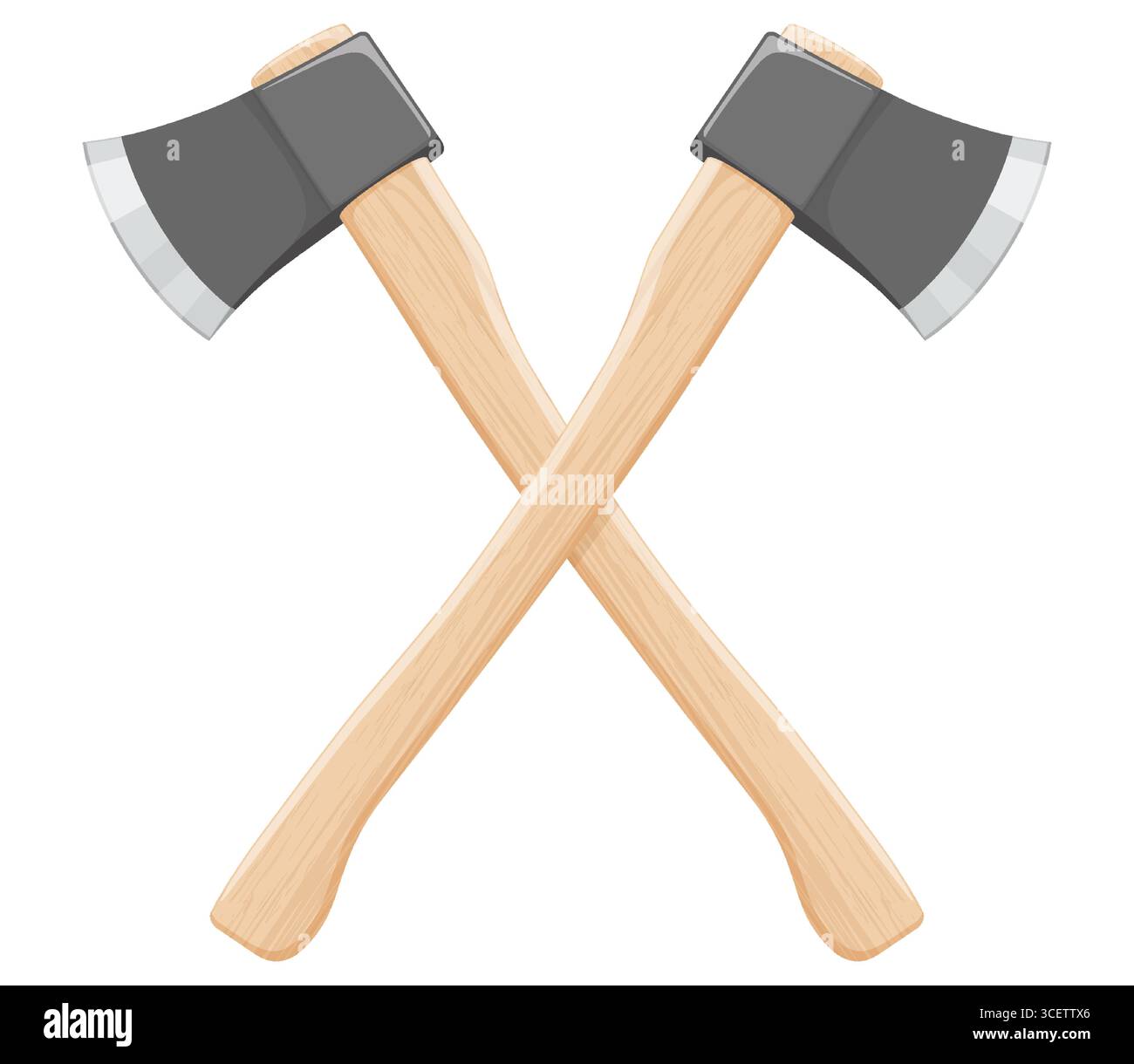 Crossed axe isolated on white background. ax for chopping wood with ...