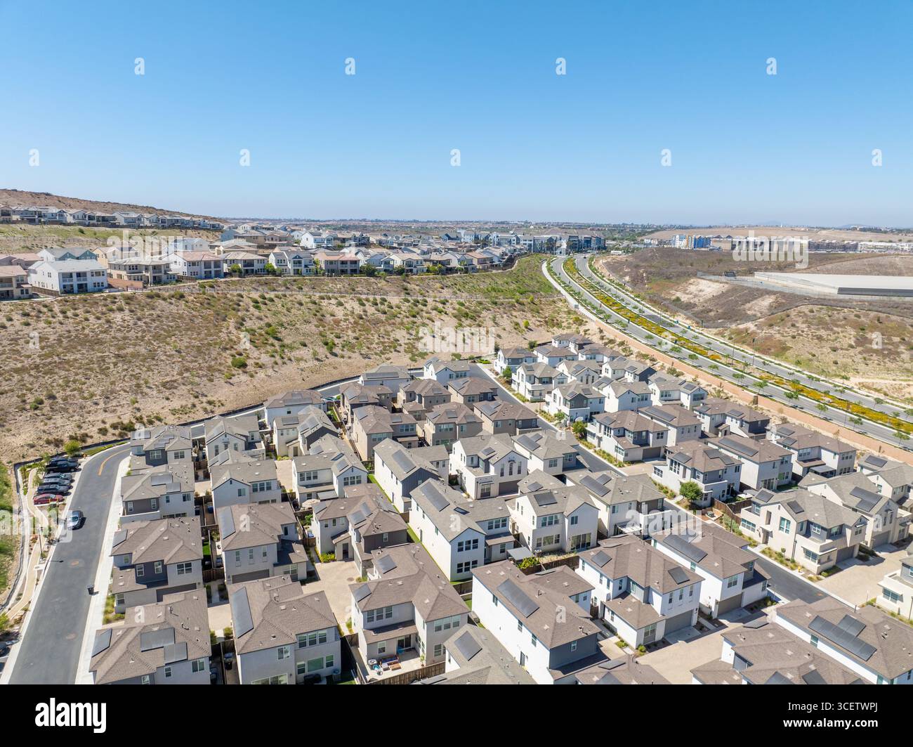 New development real estate. Aerial view of residential houses and ...