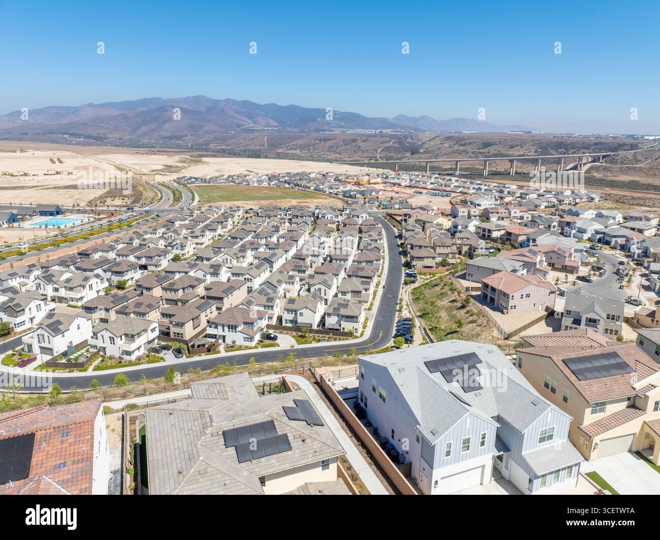 New development real estate. Aerial view of residential houses and ...