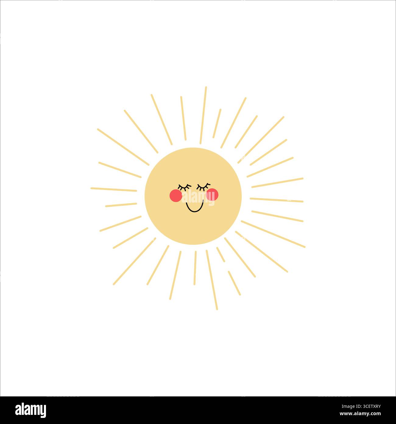 Sun. Vector funny sun in flat design. Happy smiling sun. Hand drawn ...