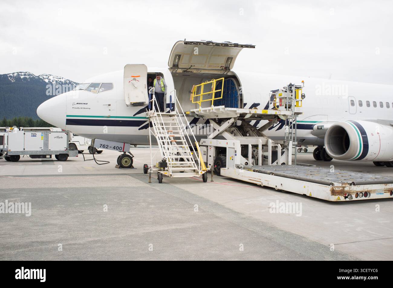 Alaska Airlines Boeing 737-400 Combi jet aircraft parked at gate ...