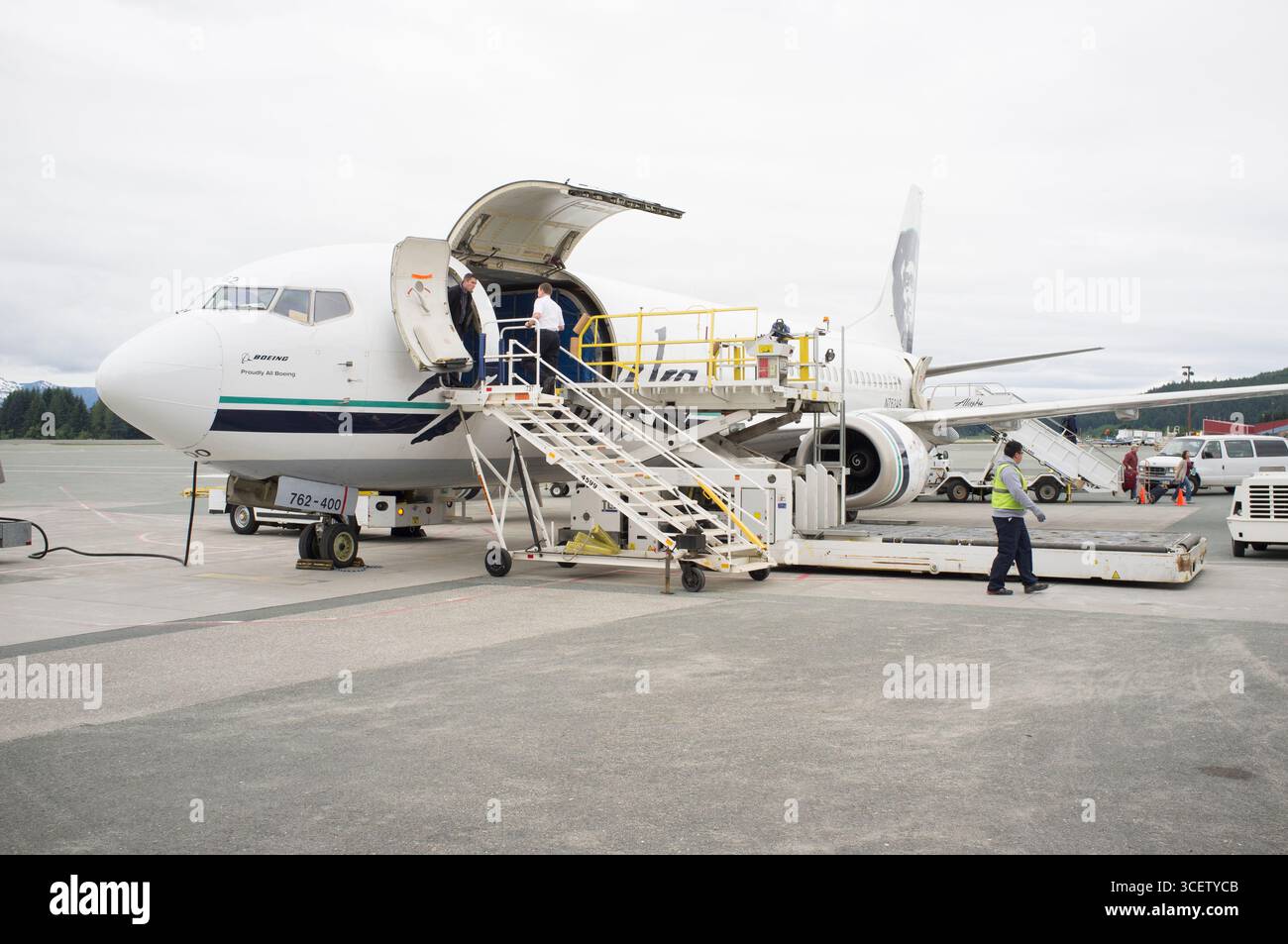 Alaska Airlines Boeing 737-400 Combi jet aircraft parked at gate ...
