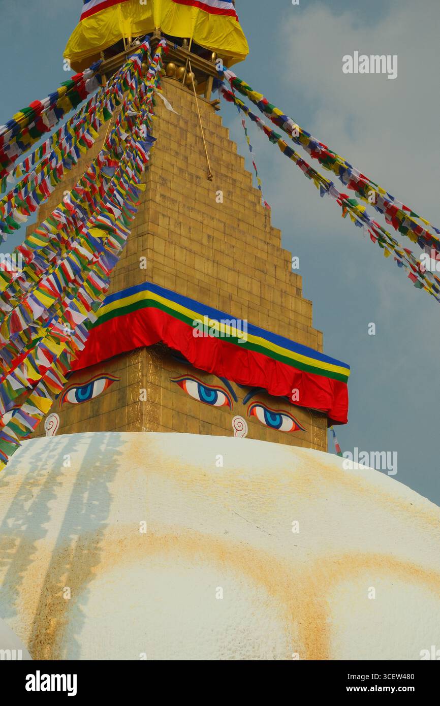 Close-up of Buddha eyes on Boudhanath Stupa, Kathmandu, Nepal Stock ...