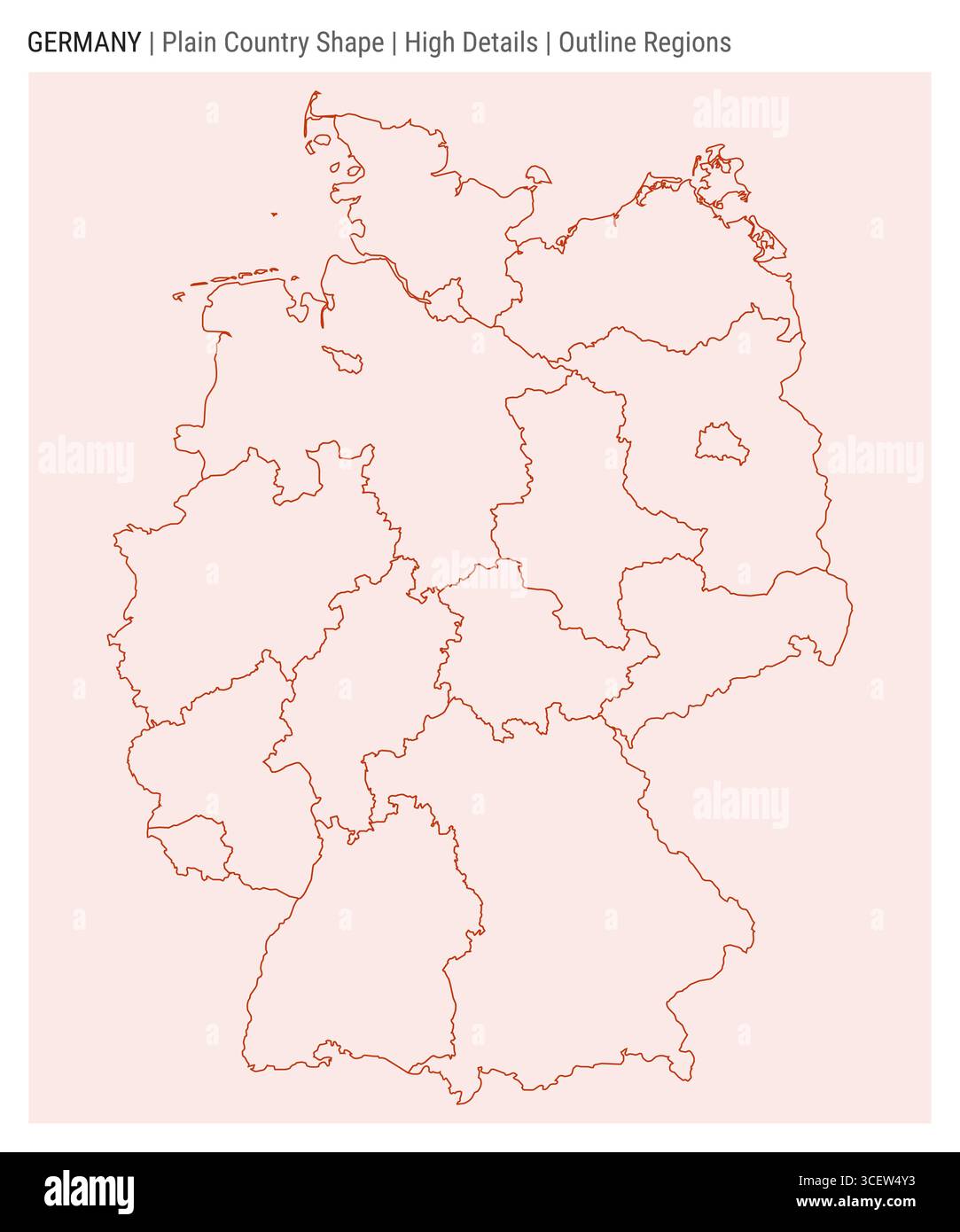 Germany plain country map. High details. Outline regions style. Shape ...