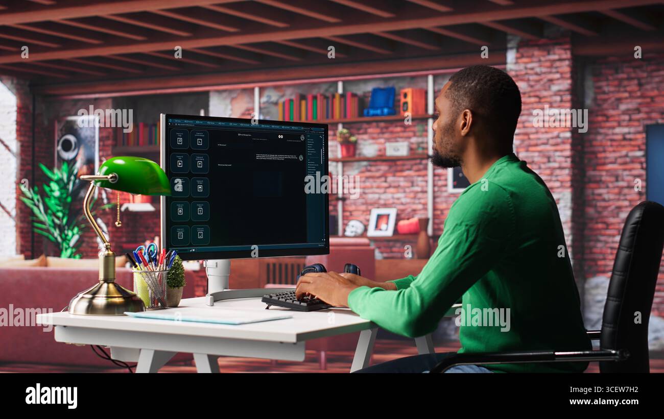 Man typing prompts ai assistant hi-res stock photography and images - Alamy