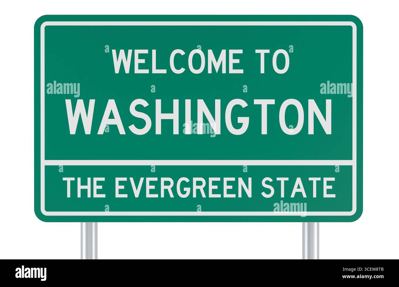 Welcome to Washington, road sign. 3D rendering isolated on white ...