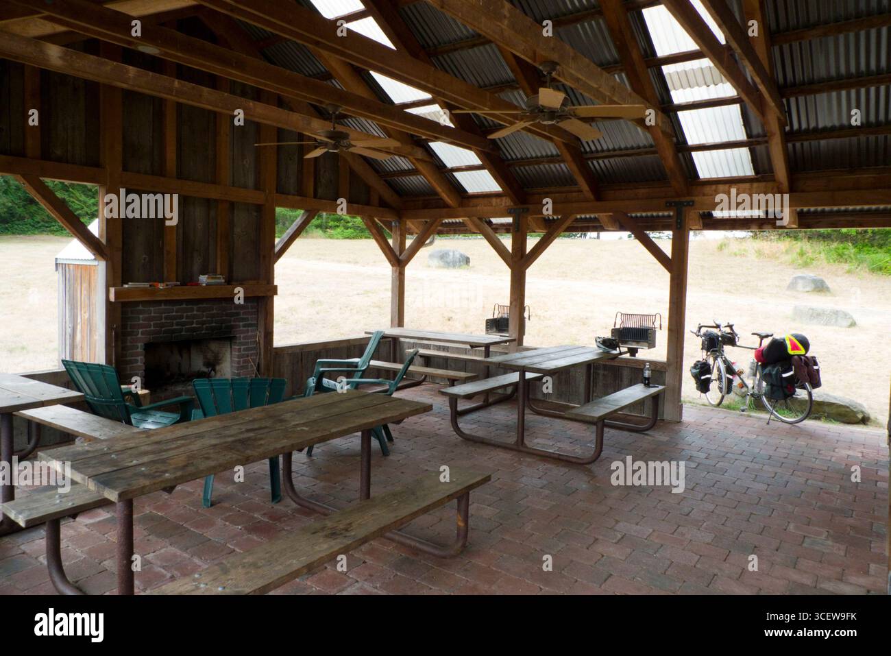 Touring bicycle parked near camp building at Lopez Farm Cottages and ...