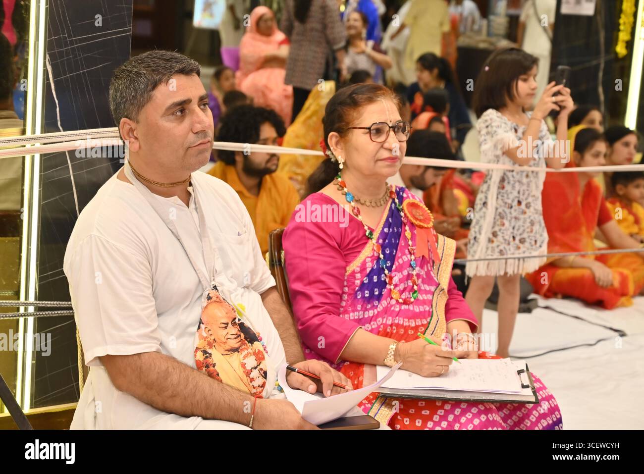 ISKCON Priest and devotees perform ''Panchamrit Abhishek'' of Lord ...