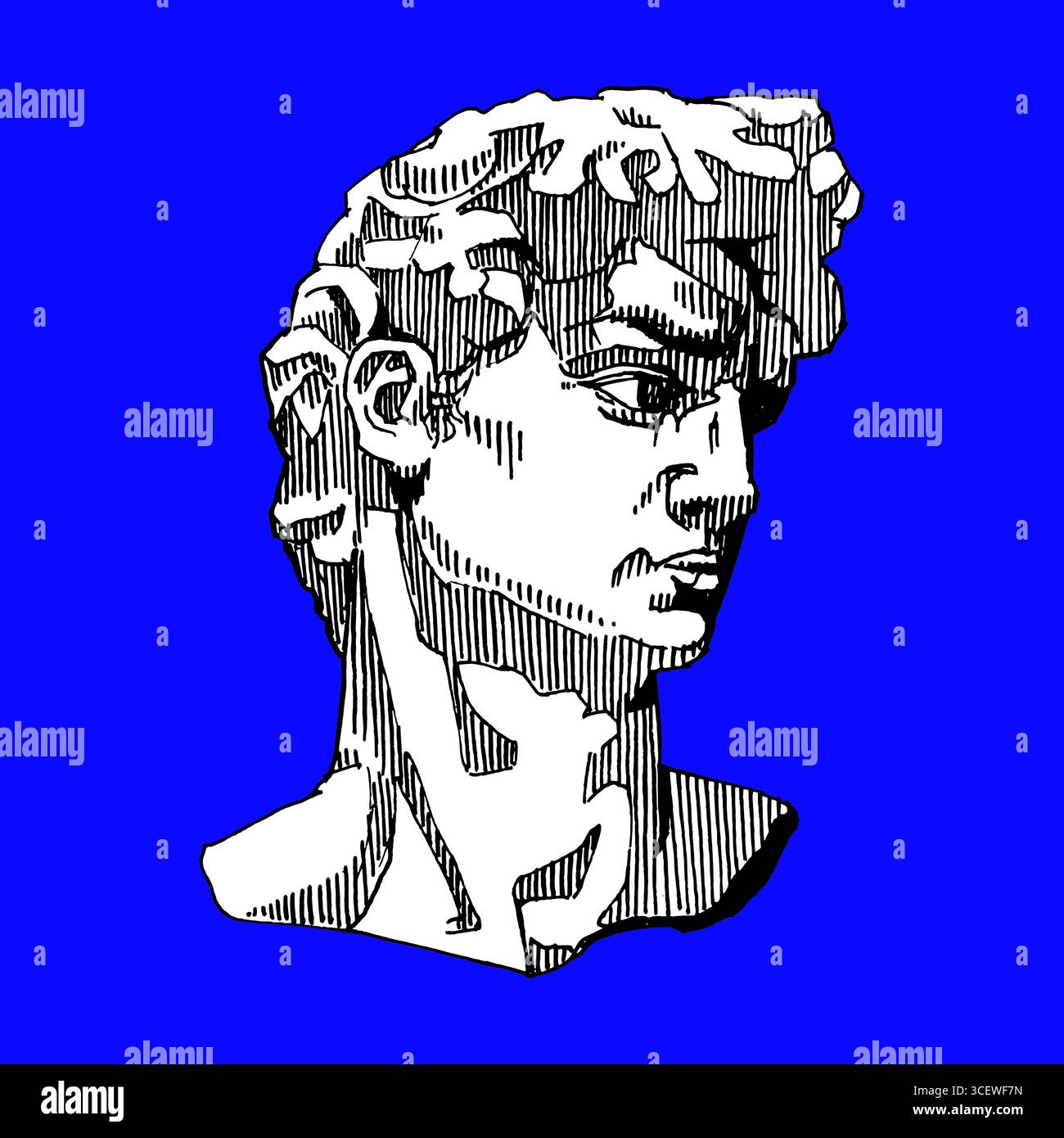 Drawing of famous Italian statue of David, Michelangelo from Florence ...