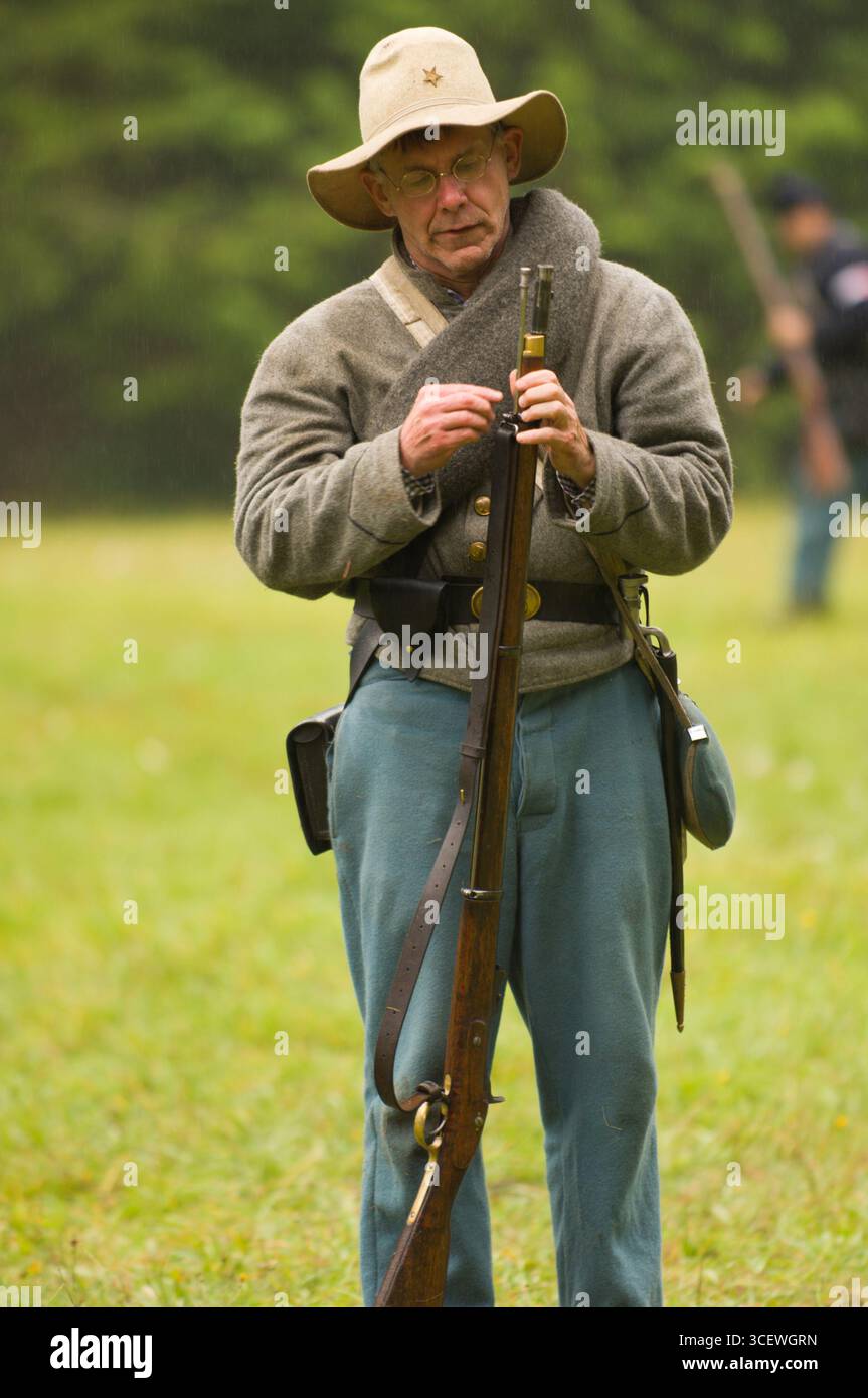 Man dressed in Civil War military uniform at Civil War Reenactment ...