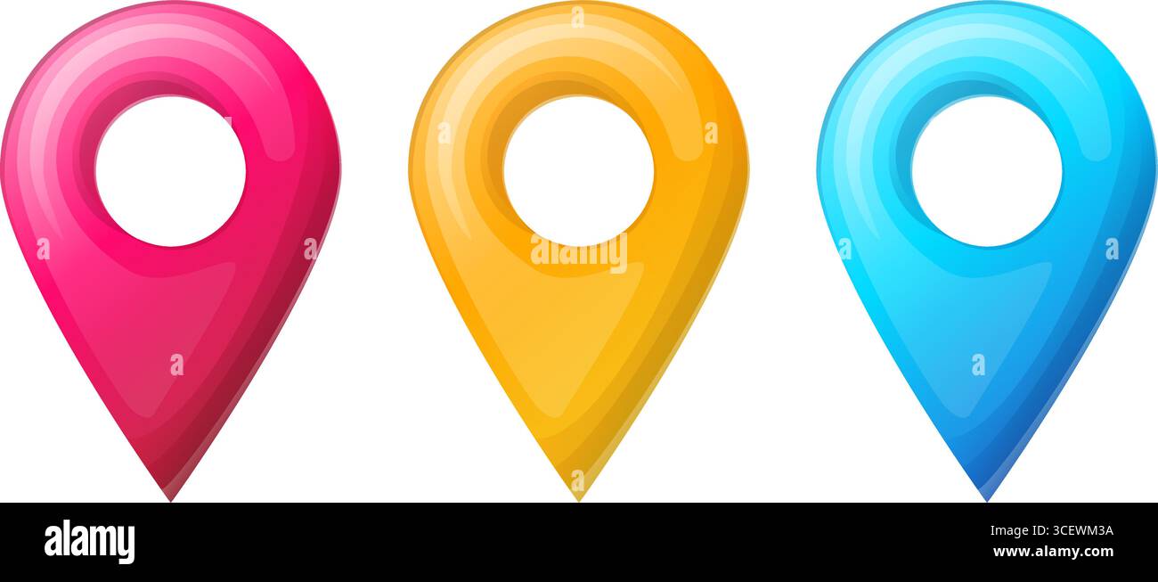 Modern map markers Cut Out Stock Images & Pictures - Alamy