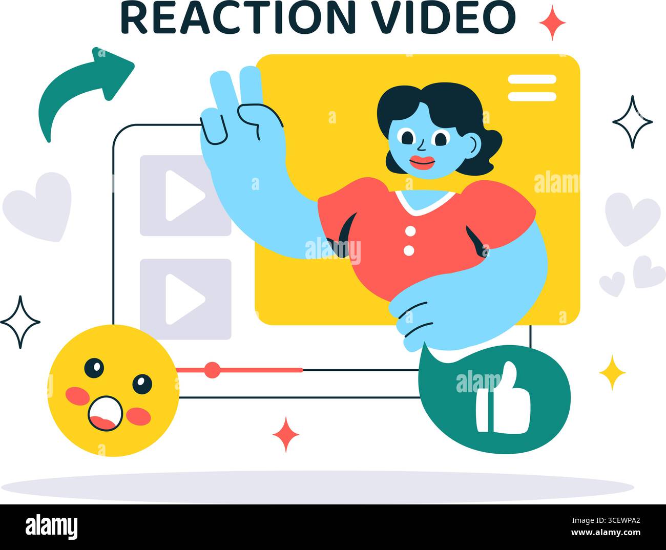 Reaction Video Vector Illustration featuring a Smartphone with a Viral ...