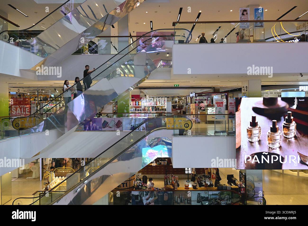 Interior of CentralWorld shopping complex in the Siam area of Bangkok ...