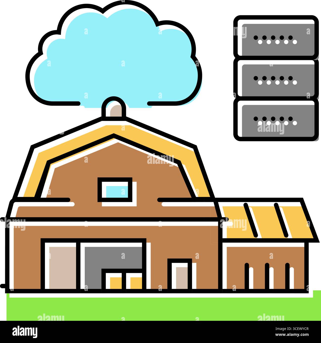 iot connected farm agri tech color icon vector illustration Stock ...