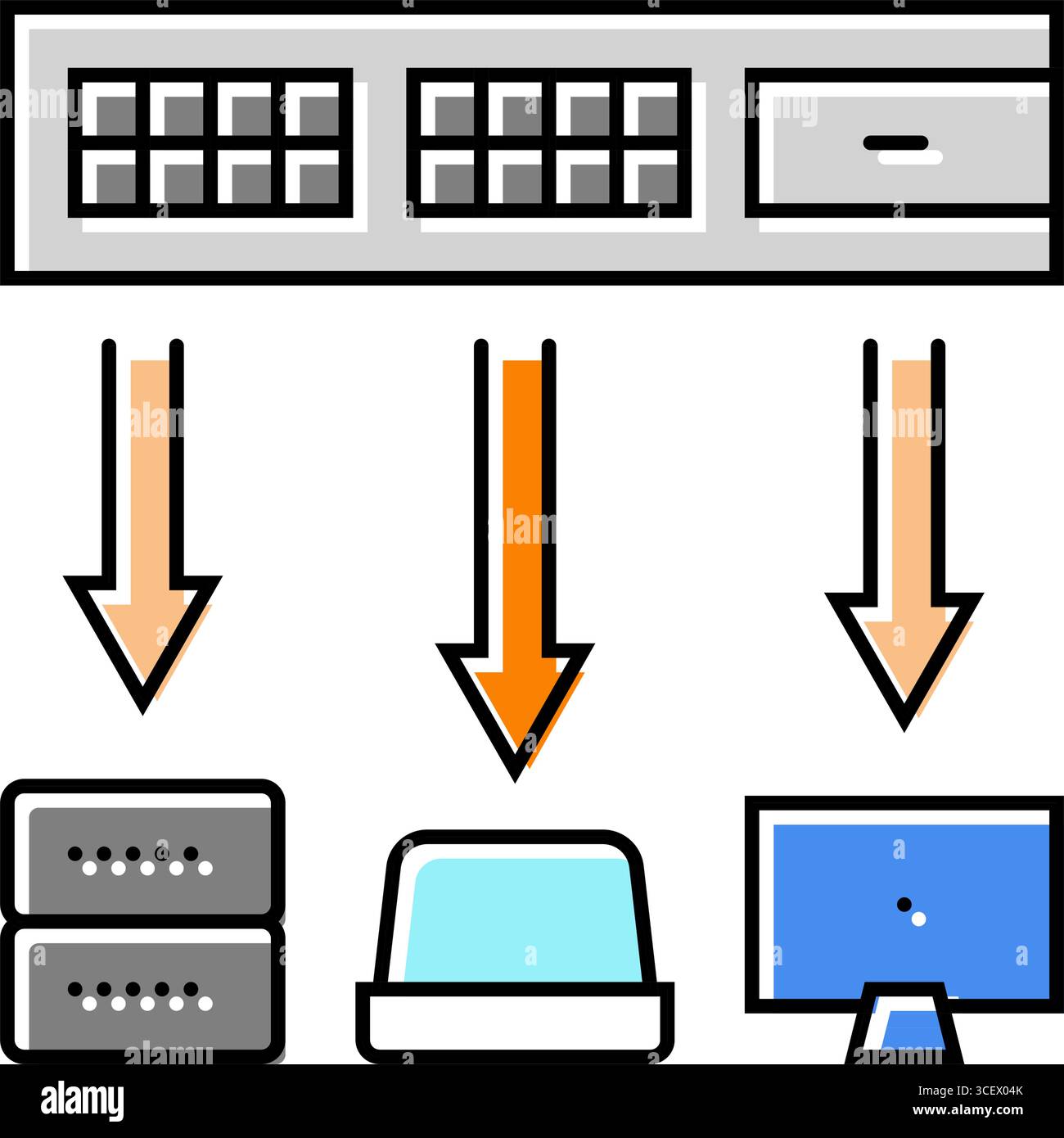 network switch data center color icon vector illustration Stock Vector ...