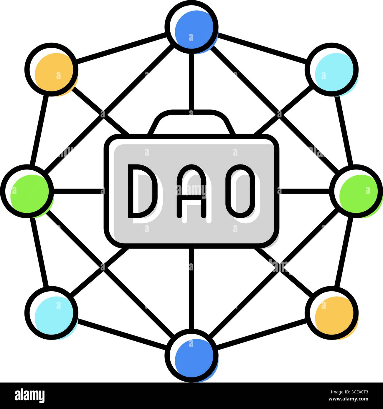 dao decentralized autonomous organization color icon vector ...