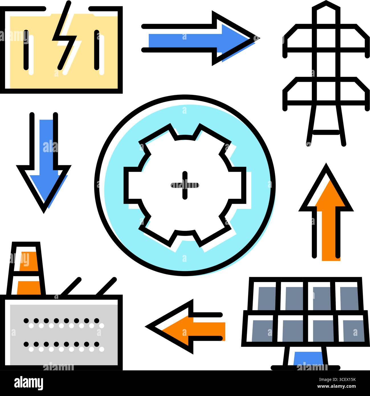 smart grid industry color icon vector illustration Stock Vector Image ...