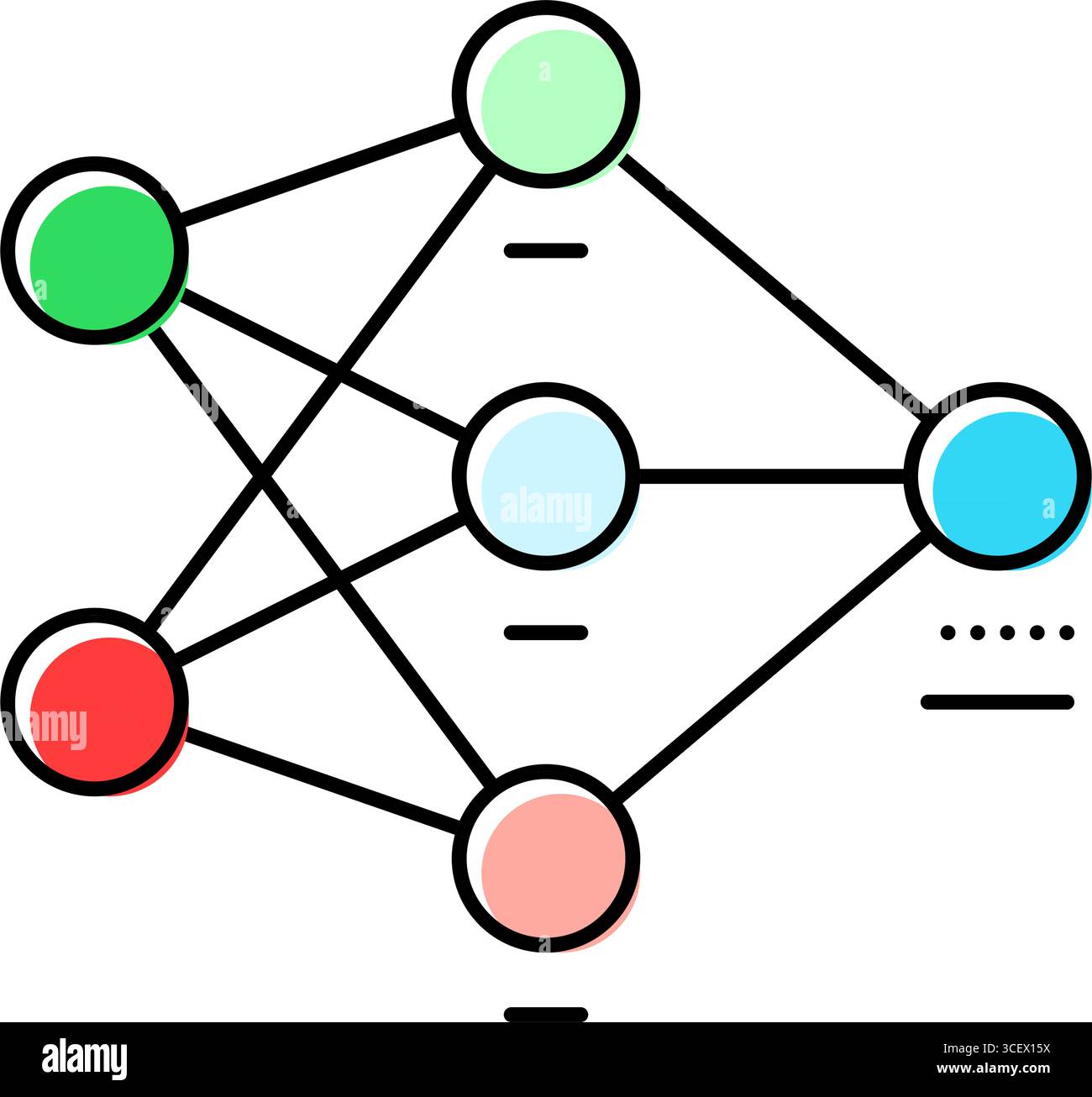 neural network diagram machine learning color icon vector illustration ...