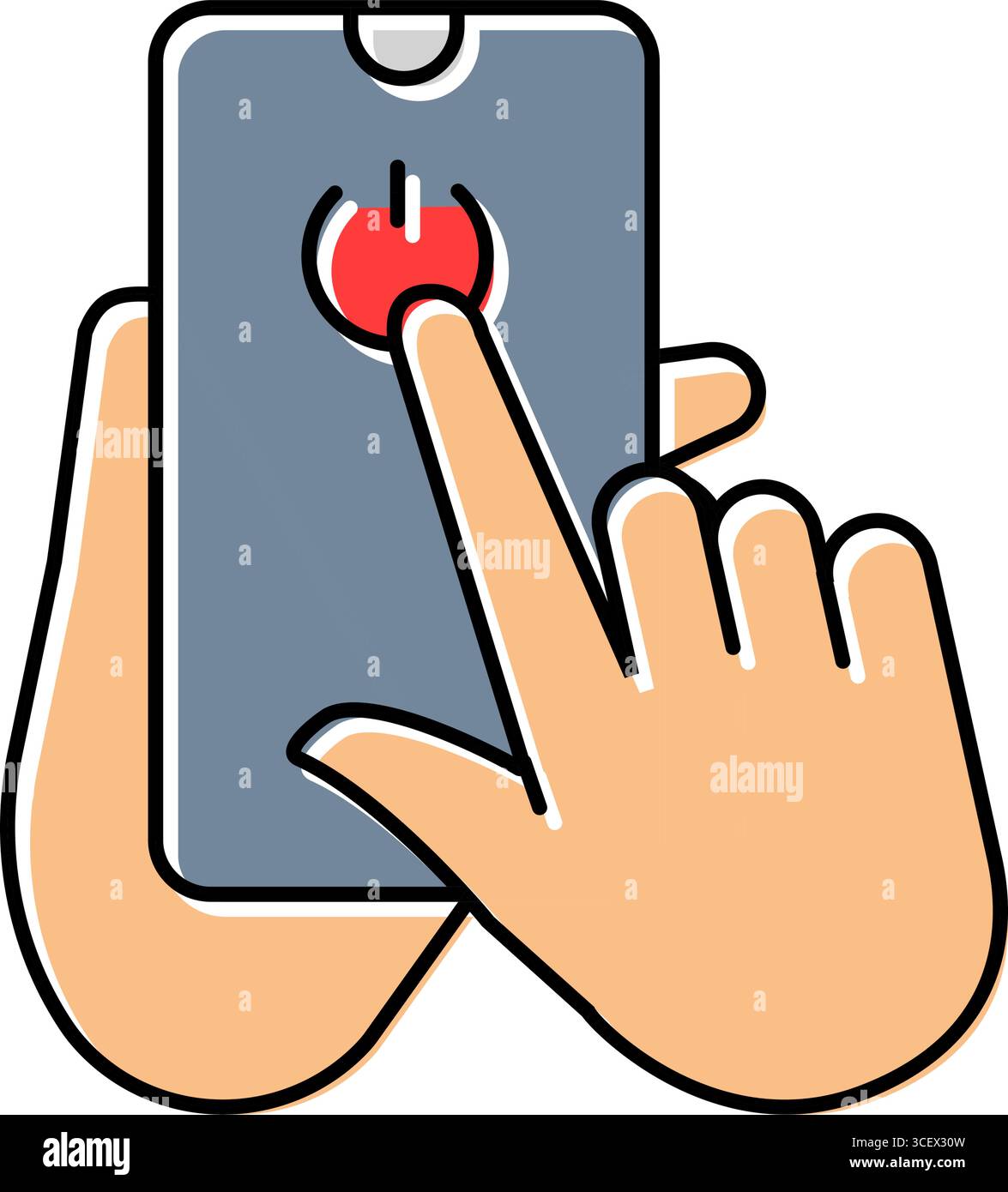 hand turning off phone tech engagement color icon vector illustration ...