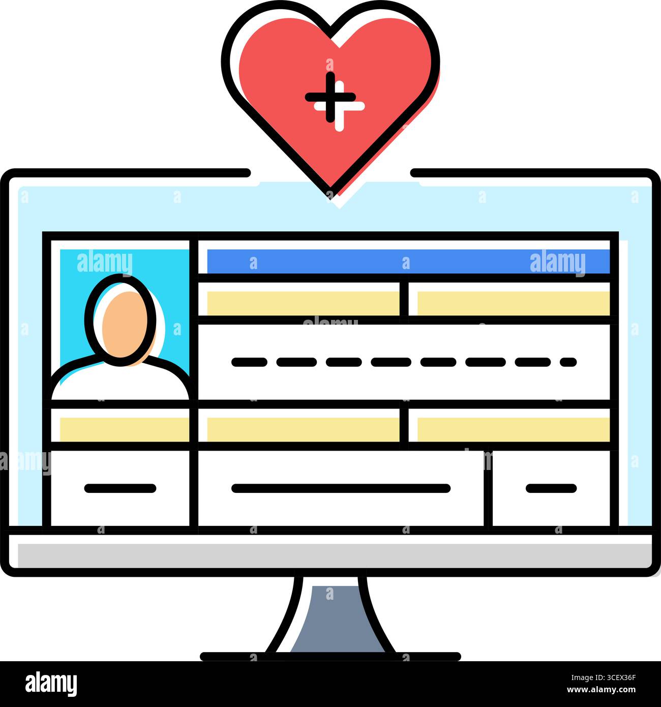 digital medical records health tech color icon vector illustration ...