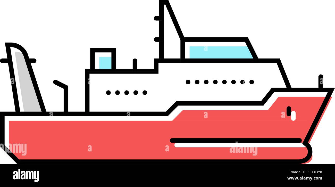 marine research vessel world ocean color icon vector illustration Stock ...