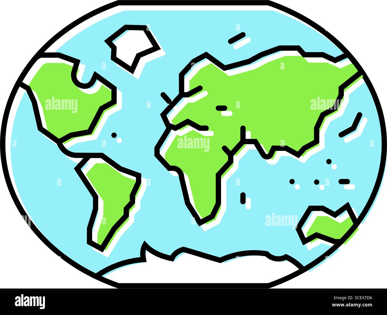 world map geographical discoveries color icon vector illustration Stock ...