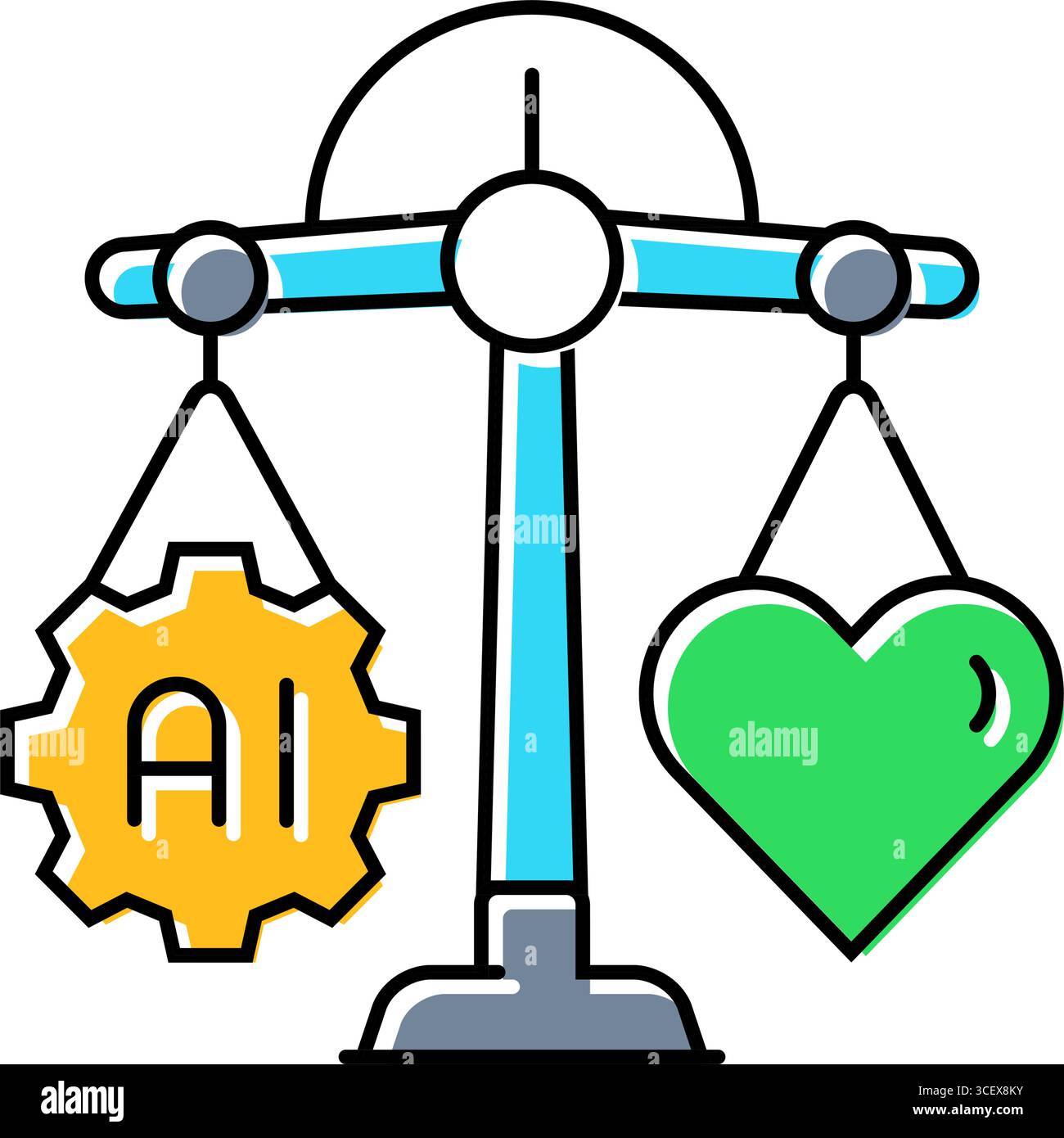 ethical ai balance scale deep learning color icon vector illustration ...