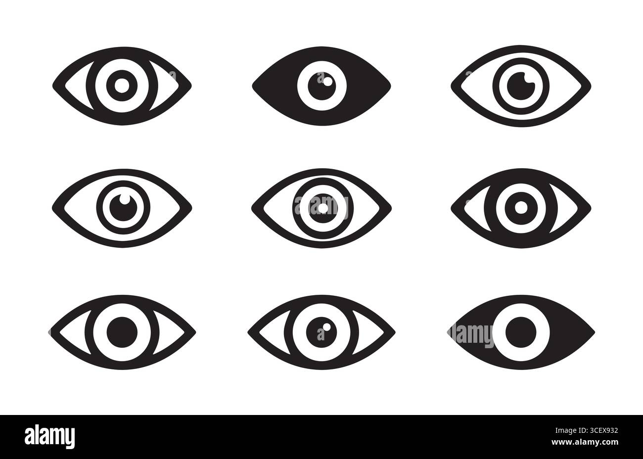 Eye icon set. vision symbol. eyesight healthcare and medical sign ...
