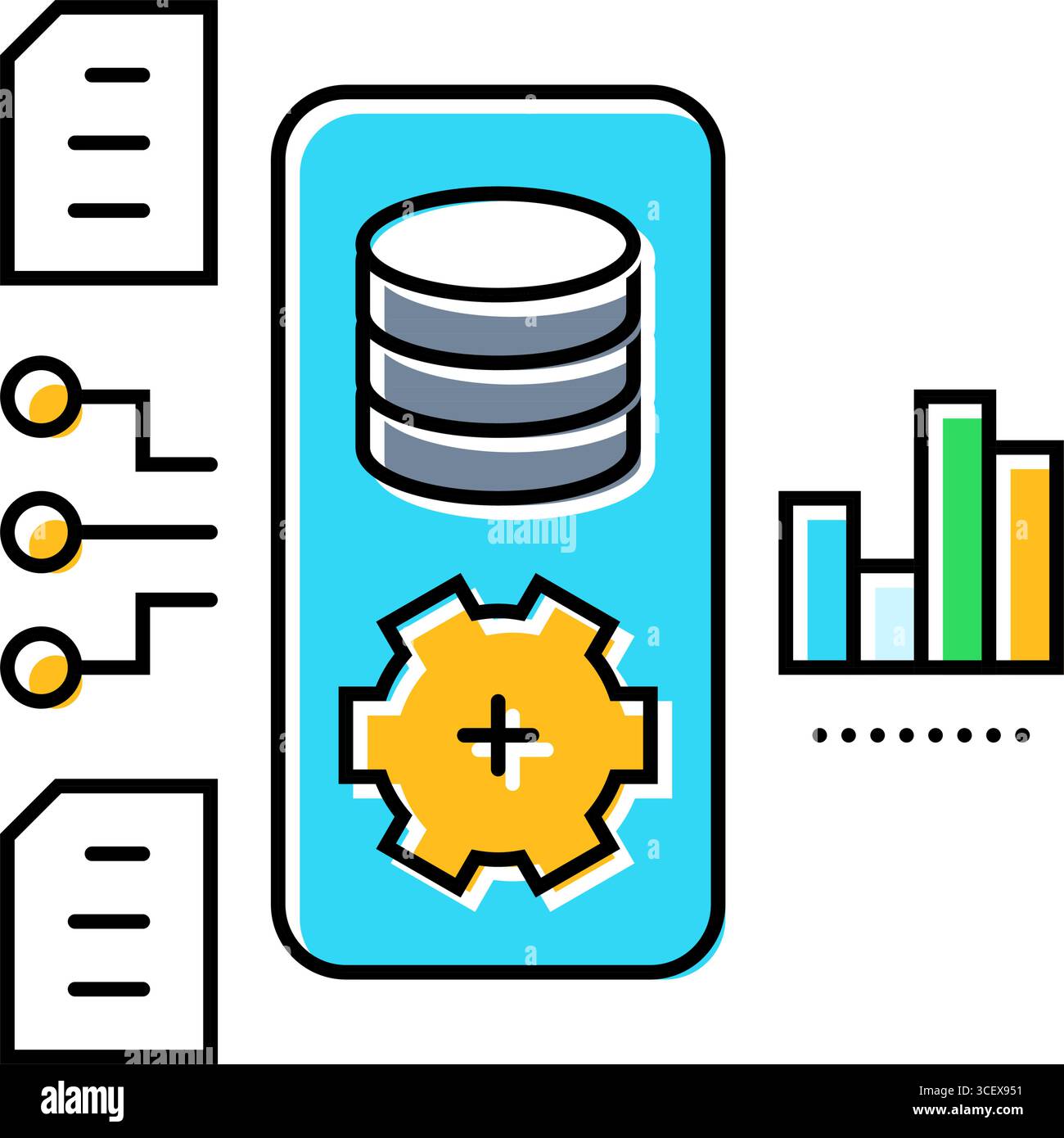 data processing pipeline ai integration color icon vector illustration ...