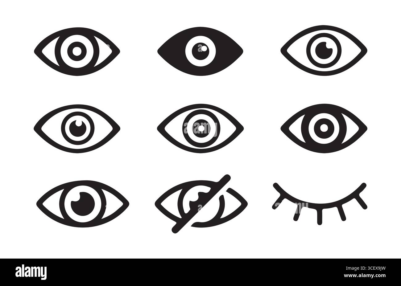 Eye icon set. vision symbol. eyesight healthcare and medical sign ...