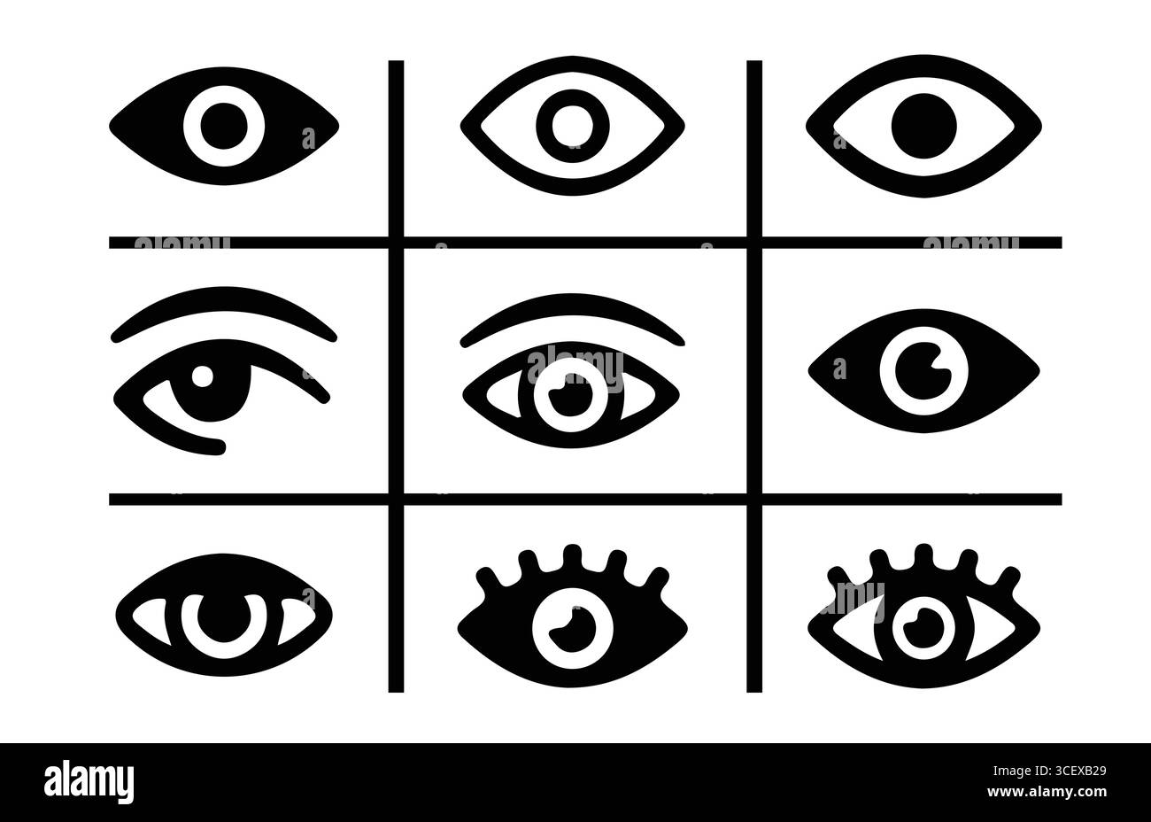 Eye icon set. Eyes related line icons. View and eye vector linear icon ...