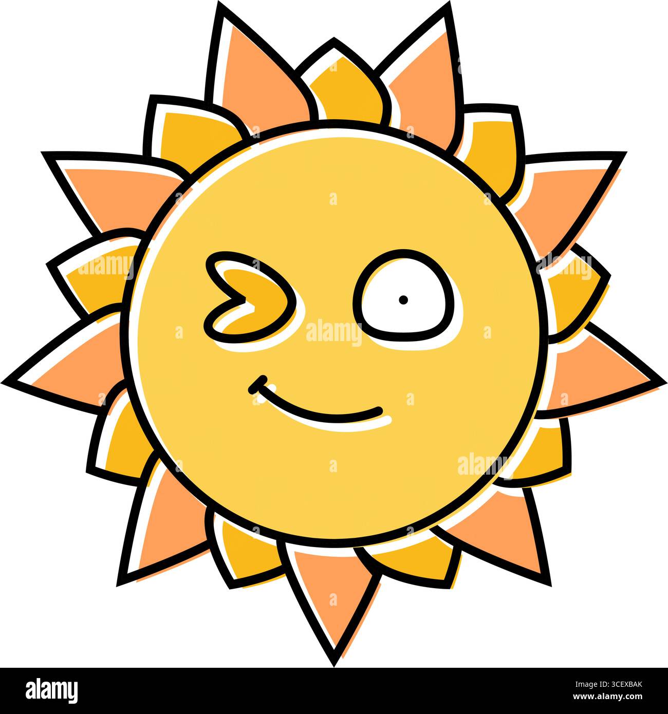 winking cute sun character color icon vector illustration Stock Vector ...