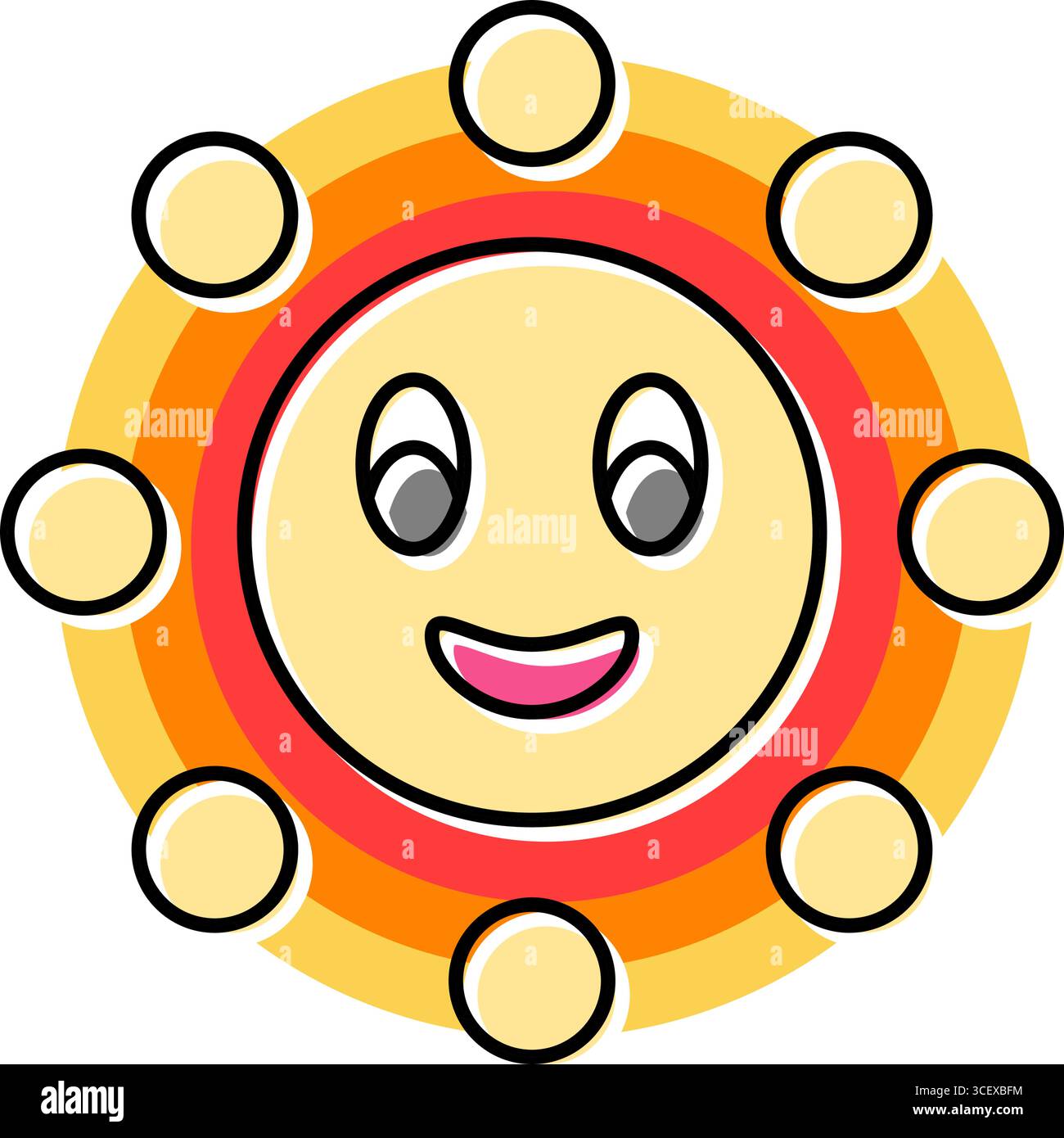 smiley face cute sun character color icon vector illustration Stock ...